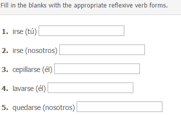 Solved (Spanish) Fill in the blanks with the appropriate | Chegg.com