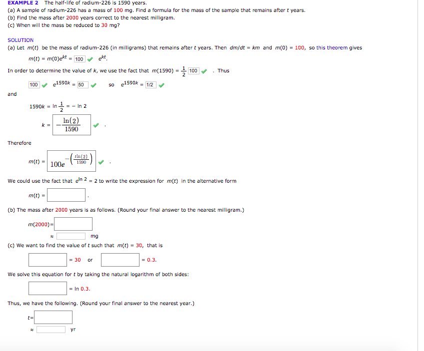 Solved The Half life Of Radium 226 Is 1590 Years A Sample Chegg