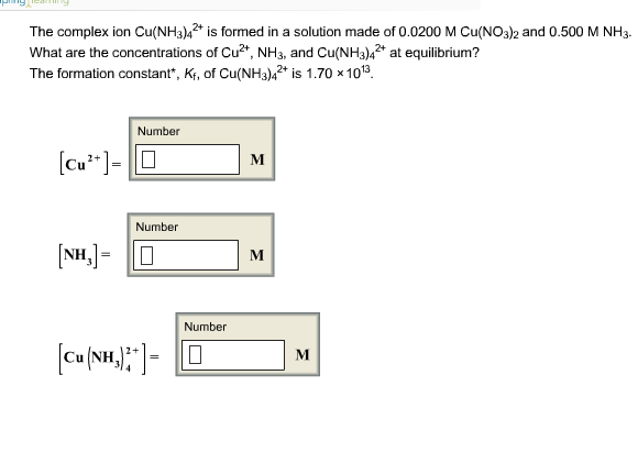 Solved The complex ion Cu(NH3)4 2+ is formed in a solution | Chegg.com