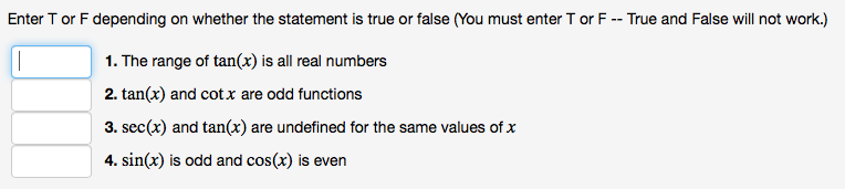 Solved Enter Tor F depending on whether the statement is | Chegg.com