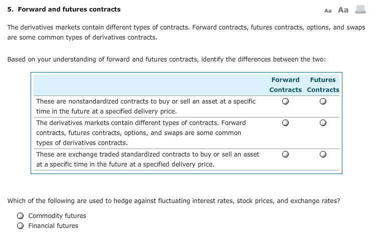 Solved 5. Forward and futures contracts Aa Aa E. The | Chegg.com
