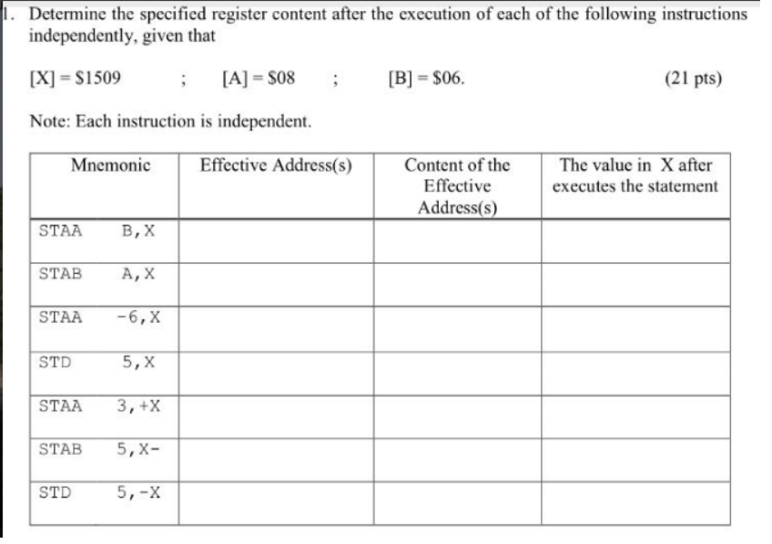 Solved . Determine the specified register content after the | Chegg.com