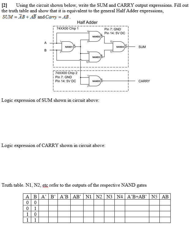 Solved Using the circuit shown below, write the SUM and | Chegg.com