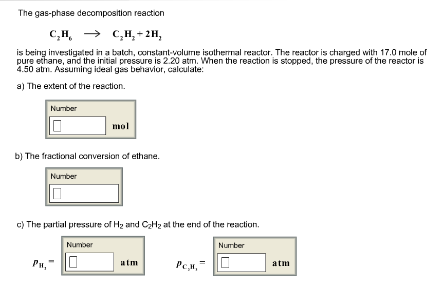 Solved The gas -phase decomposition reaction C2H6 right | Chegg.com