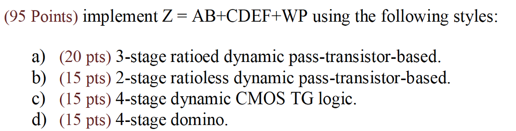 (95 Points) implement Z-AB+CDEF+WP using the | Chegg.com