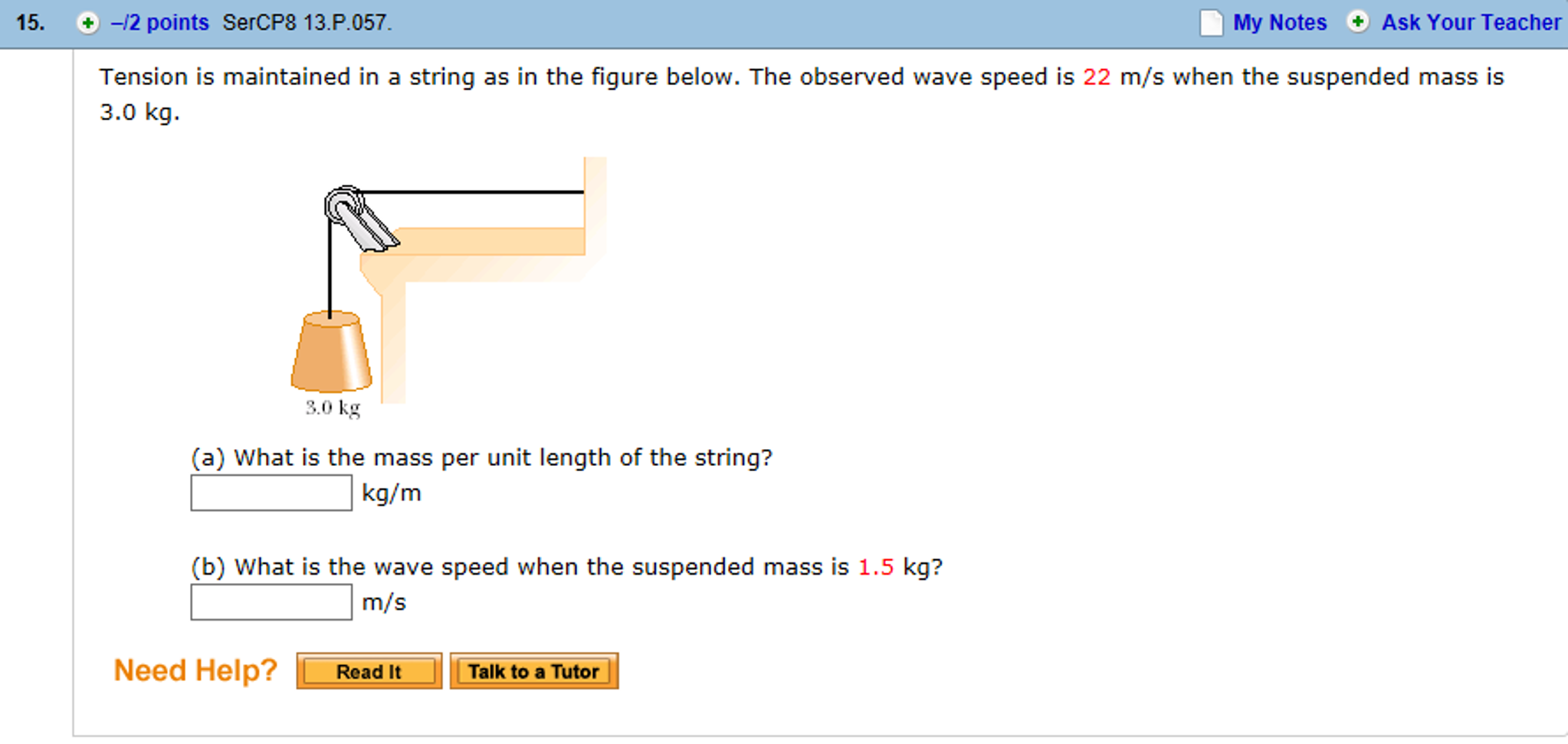Solved Tension is maintained in a string as in the figure | Chegg.com