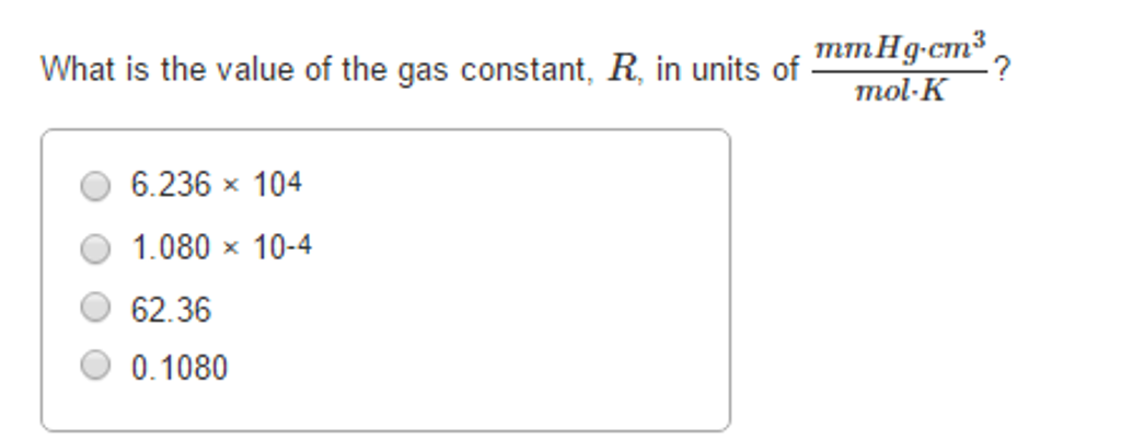 Solved What is the value of the gas constant, R, in units of | Chegg.com