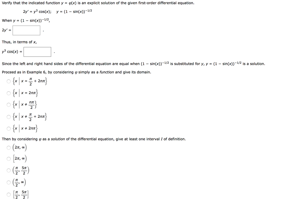 Solved Verify that the indicated function y φ(x) is an | Chegg.com