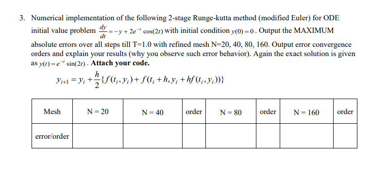 Numerical implementation of the following 2-stage | Chegg.com