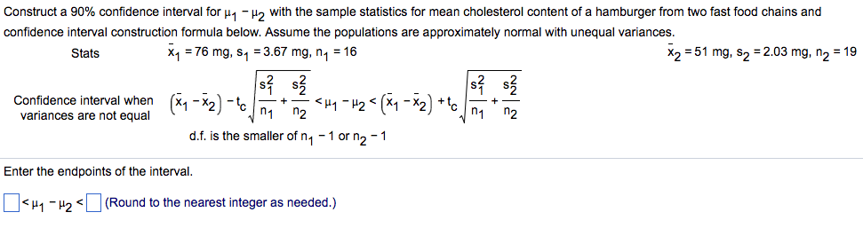Solved Construct a 90% confidence interval for ?1??2 with | Chegg.com