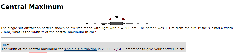 Solved Central Maximum The single slit diffraction | Chegg.com
