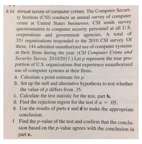 Solved Annual survey of computer crimes. The Computer Securi | Chegg.com