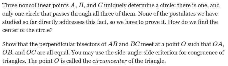 Solved Three noncollinear points A, B, and C uniquely | Chegg.com
