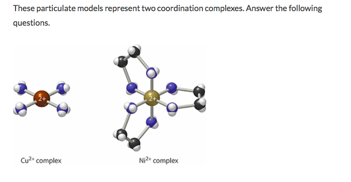 Solved These particulate models represent two coordination | Chegg.com