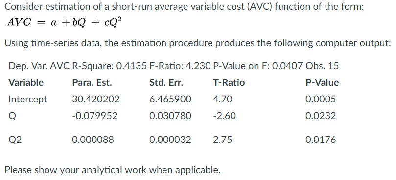 Solved Consider estimation of a short-run average variable | Chegg.com