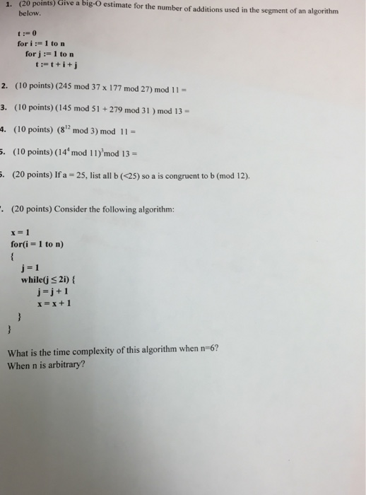 Solved Give a big-O estimate for the number of additions | Chegg.com
