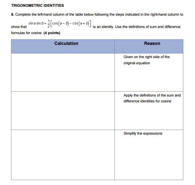 Solved Complete the left-hand column of the table below | Chegg.com