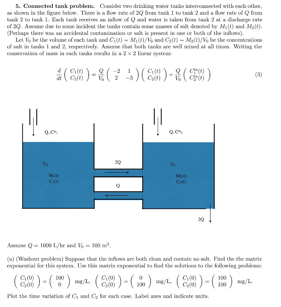 Solved 5. Connected tank problem. Consider two drinking | Chegg.com