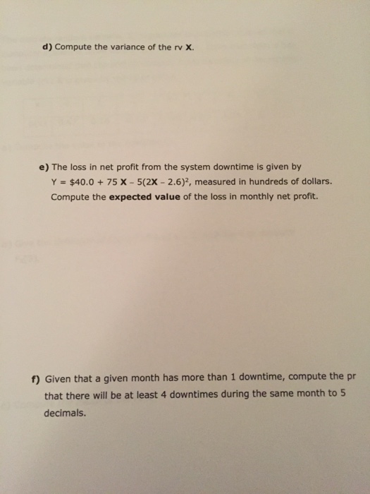 Solved 4) The discrete random variable, X, represents the | Chegg.com