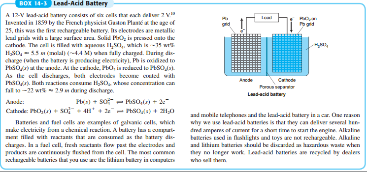 Solved BOX 14-3 Lead-Acid Battery A 12-V lead-acid battery | Chegg.com
