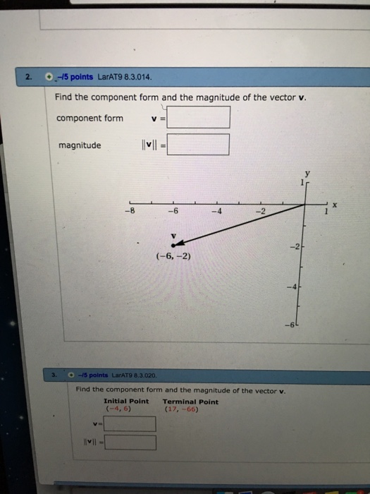 Solved Find the component form and the magnitude of the | Chegg.com