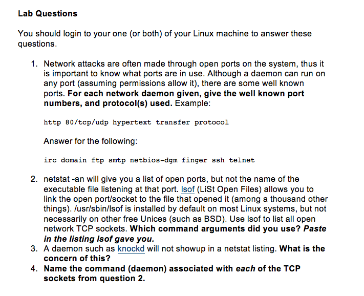 Solved Lab Questions You should login to your one (or both) | Chegg.com