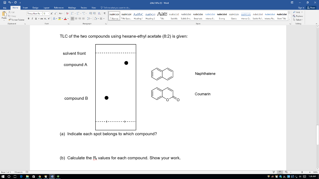 Solved TLC of the two compounds using hexane-ethyl acetate | Chegg.com