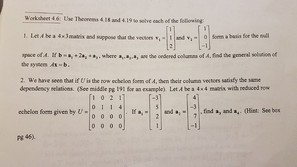 Solved Worksheet 4.6: Use Theorems 4.18 and 4.19 to solve | Chegg.com