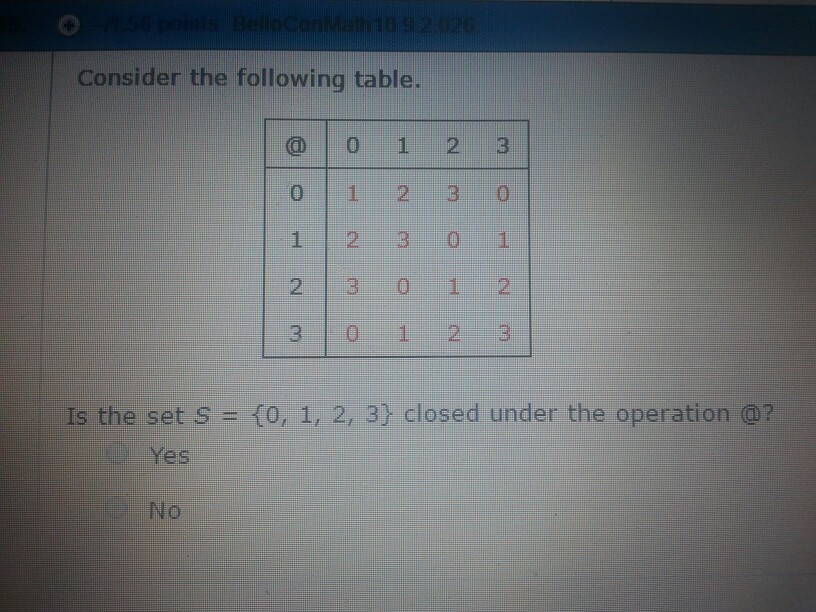 Solved Consider the following table. Is the set S = {0, 1, | Chegg.com