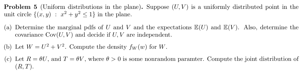 Problem 5 (Uniform distributions in the plane). | Chegg.com