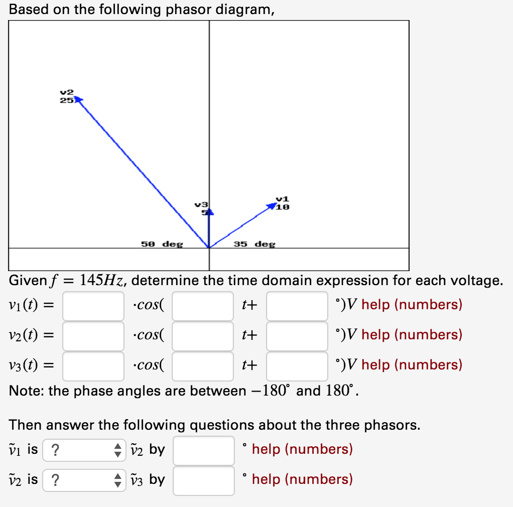 Solved Based on the following phasor diagram V2 25 v1 10 V3 | Chegg.com