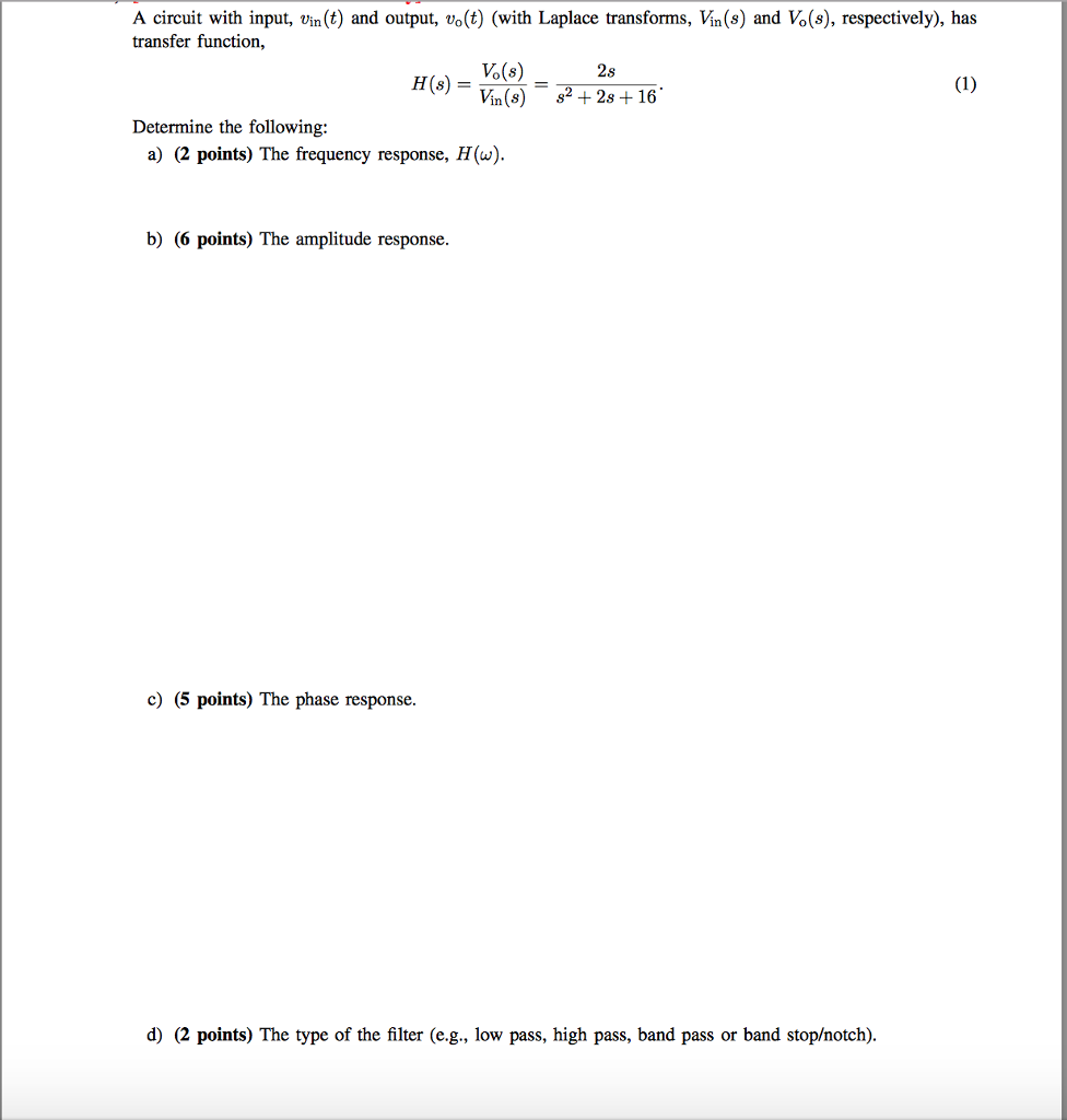 Solved A circuit with input, v_in (t) and output, v_o(t) | Chegg.com