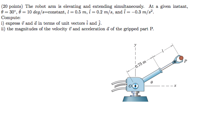 Solved The robot arm is elevating and extending | Chegg.com