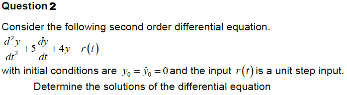 Solved Consider the following second order differential | Chegg.com