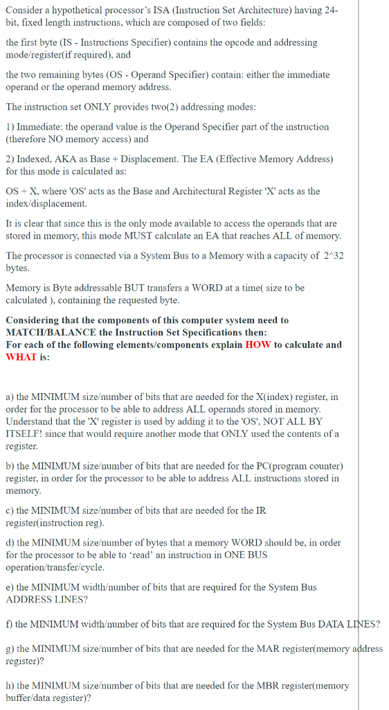 Consider a hypothetical processor's ISA (Instruction | Chegg.com