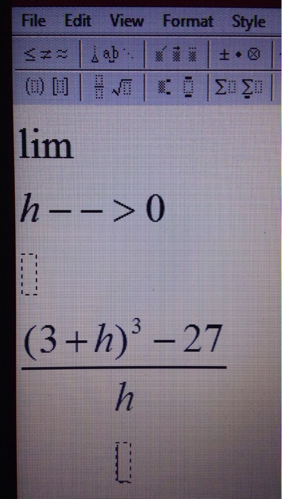Solved Lim h tends to 0 (3+h)^3-27/h | Chegg.com