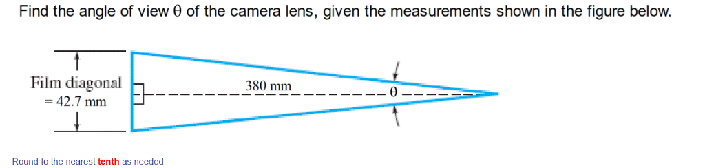 Solved Find the angle of view theta¸ of the camera lens, | Chegg.com