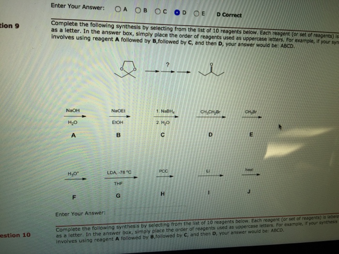 Solved Complete the following synthesis by selecting from | Chegg.com