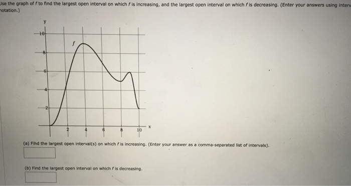 Solved Use the graph of f to find the largest open interval | Chegg.com