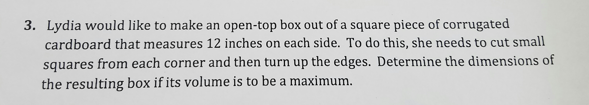 Solved Applied Optimization Problem. Show all work and make | Chegg.com