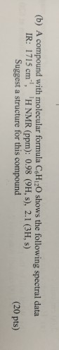 Solved A compound with molecular formula C_6H_12O shows the | Chegg.com