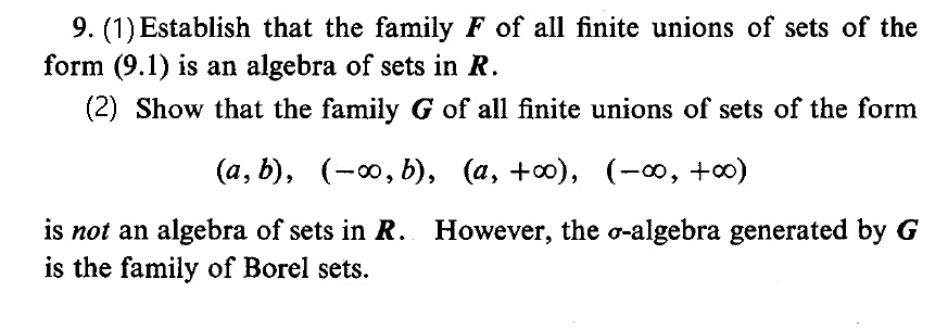 Establish that the family F of all finite unions of | Chegg.com