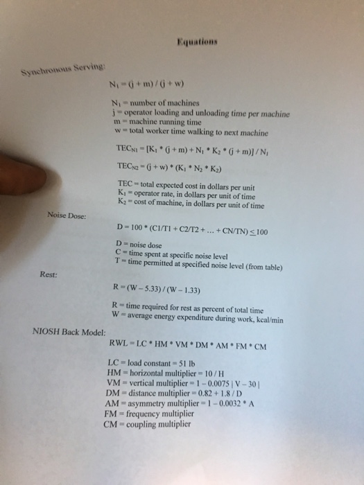 Solved I for the five operation categories that are used | Chegg.com