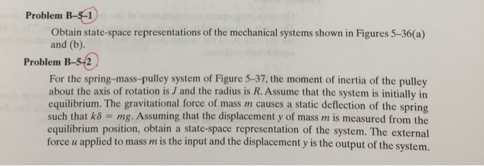 Solved Problem B 5 1 Obtain State Space Representations Of