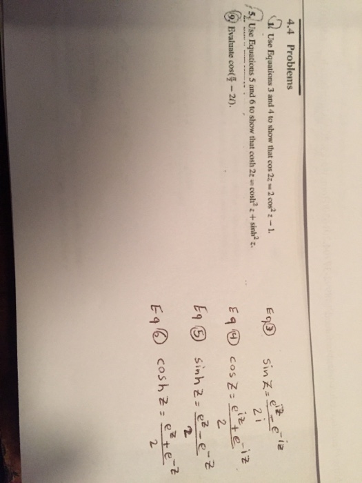 Solved Use Equations 3 and 4 to show that cos 2z = 2 cos^2 z | Chegg.com