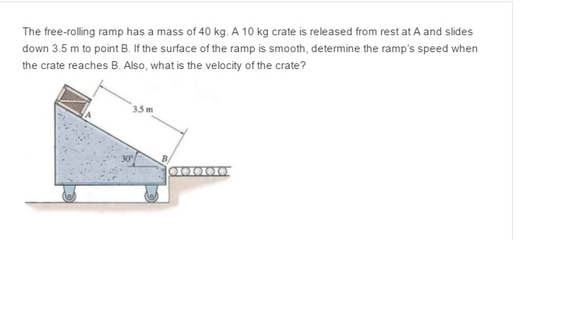 Solved The free-rolling ramp has a mass of 40 kg. A 10 kg | Chegg.com
