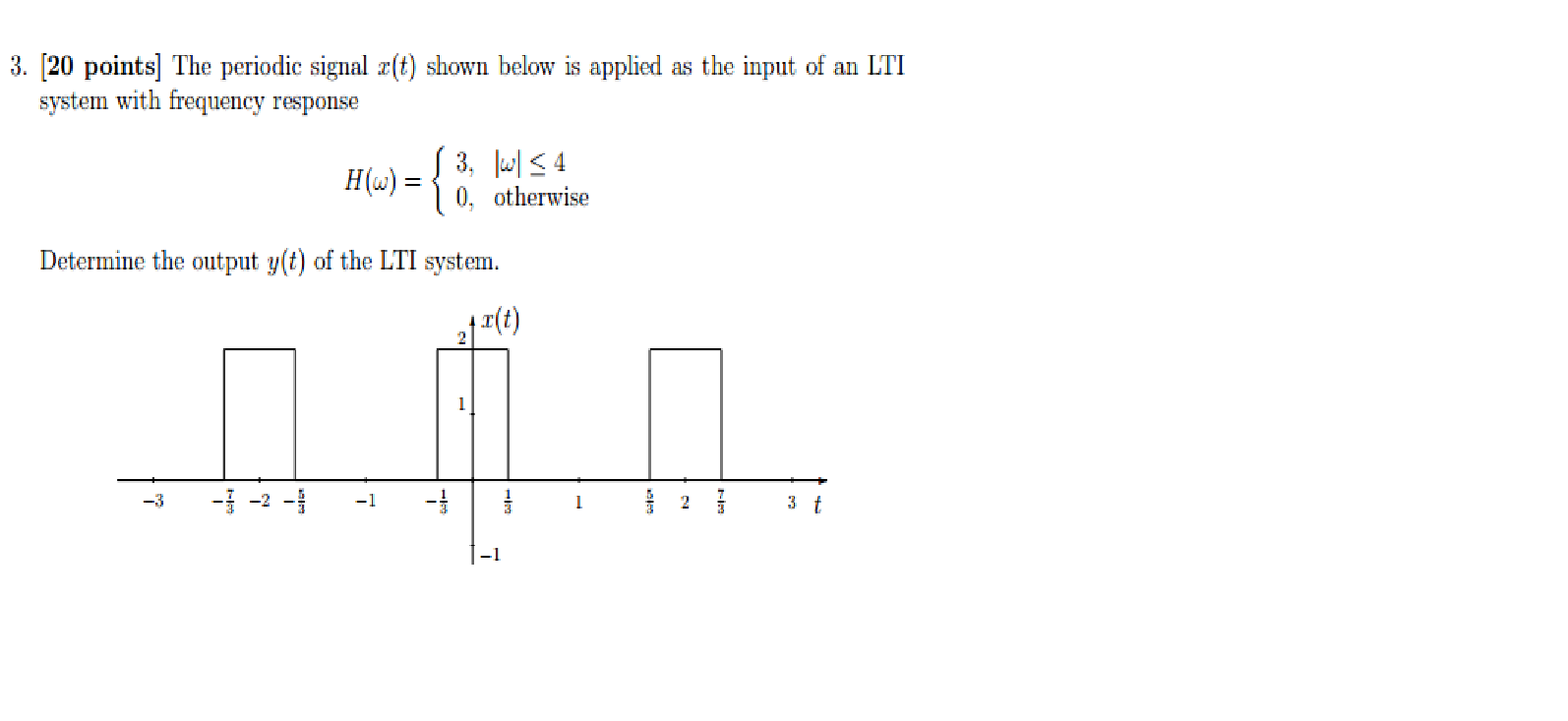 Solved The periodic signal x(t) shown below is applied as | Chegg.com