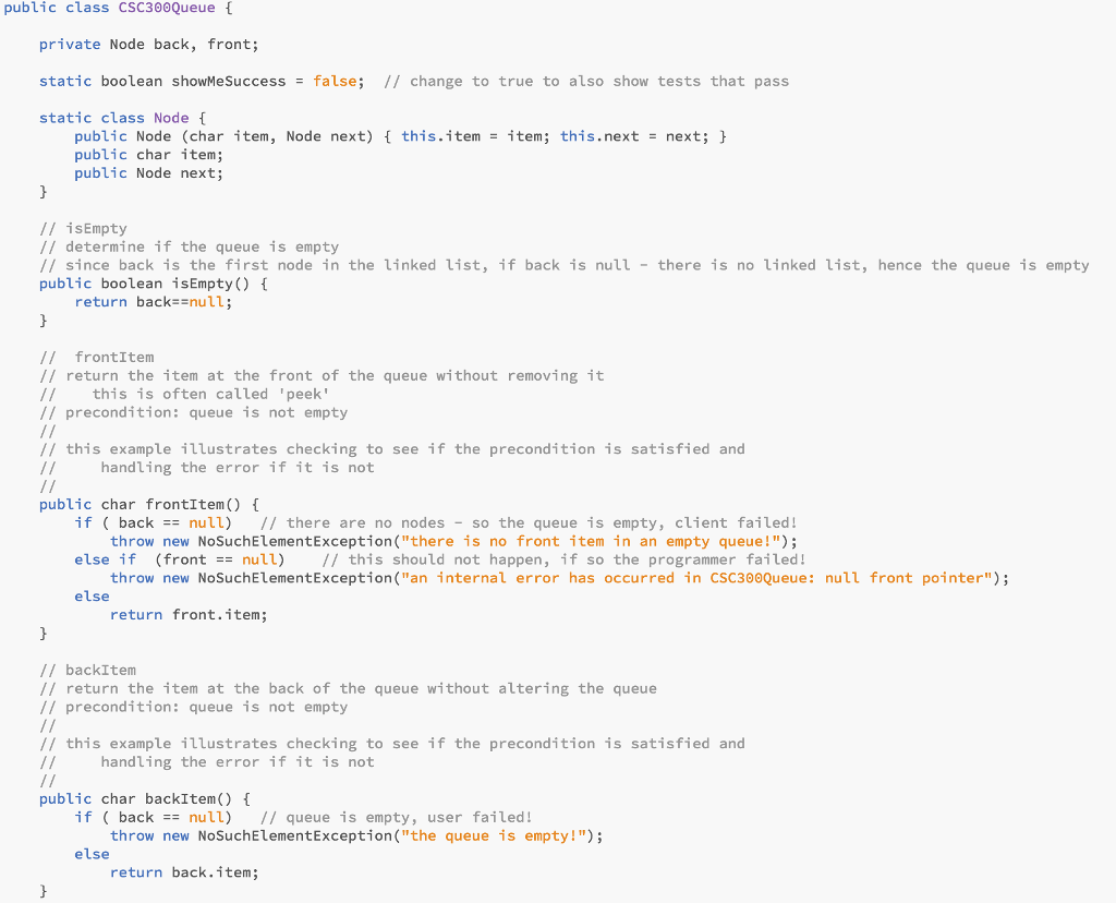 Solved public class CSC300Queue [ private Node back, front; | Chegg.com