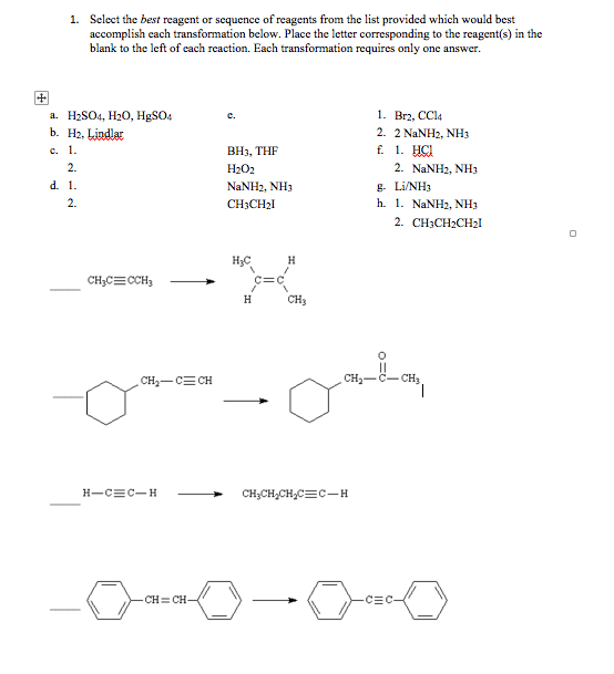 Solved 1. Select the best reagent or sequence of reagents | Chegg.com