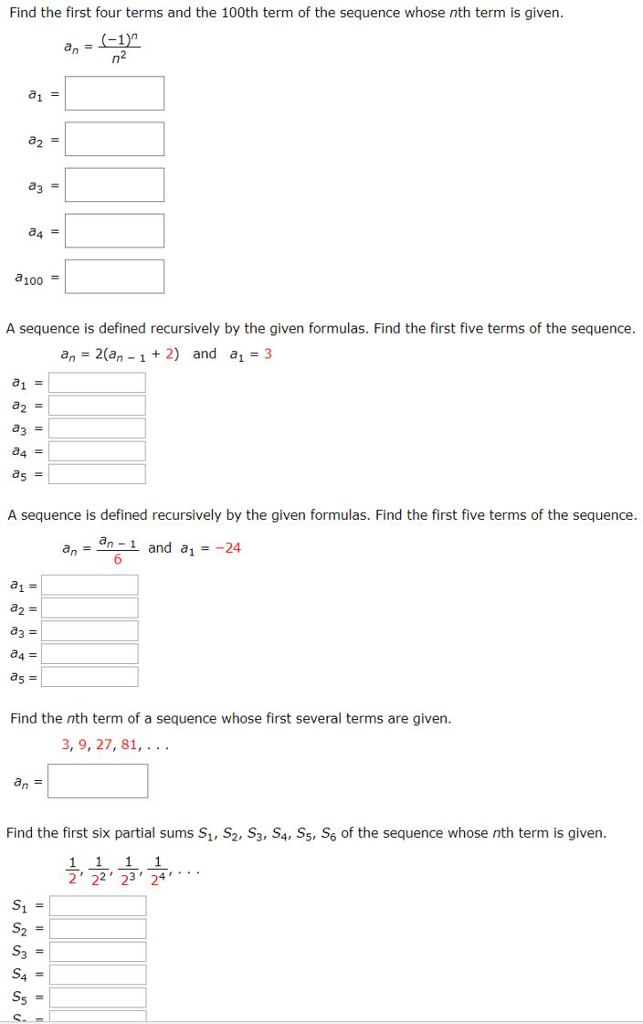 Solved Find the first four terms and the 100th term of the | Chegg.com